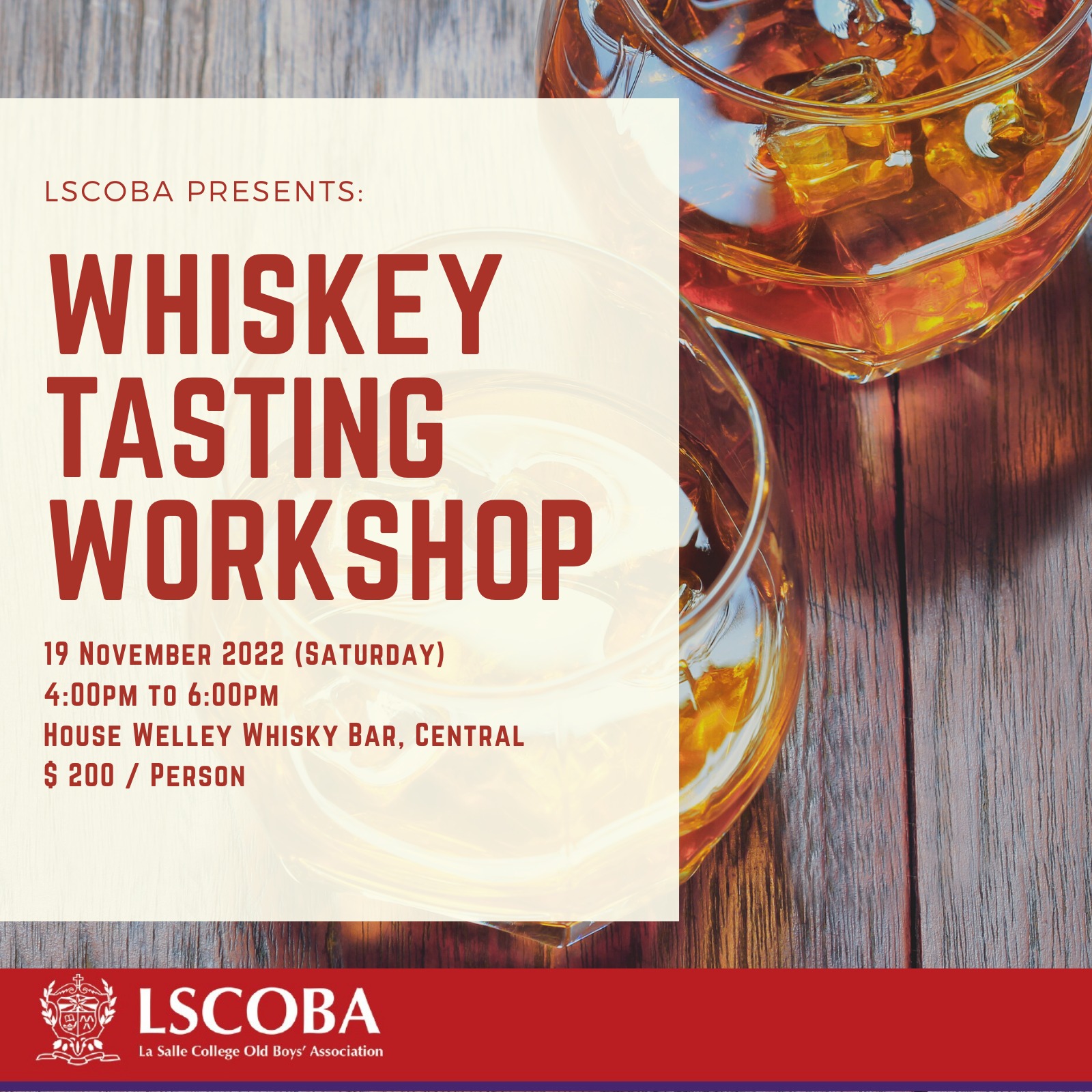 LSCOBA Whiskey Tasting Workshop - LSCOBA